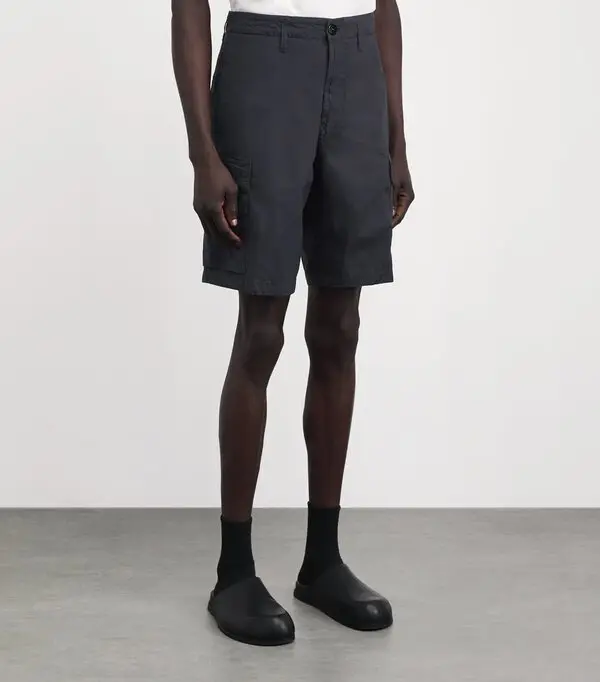 Stone Island Stretch Cotton Cargo Bermuda Shorts - Navy