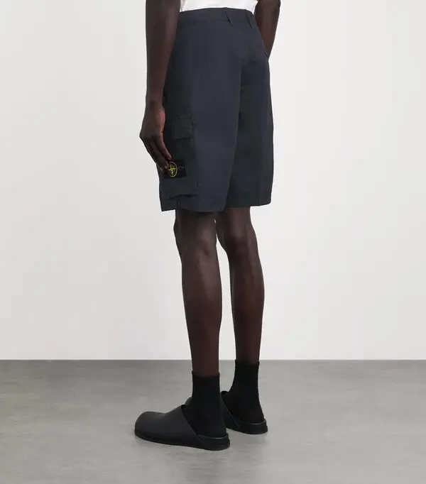 Stone Island Stretch Cotton Cargo Bermuda Shorts - Navy