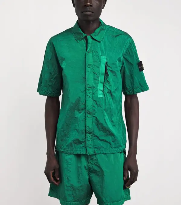 Stone Island Nylon Zip-up T-shirt - Green