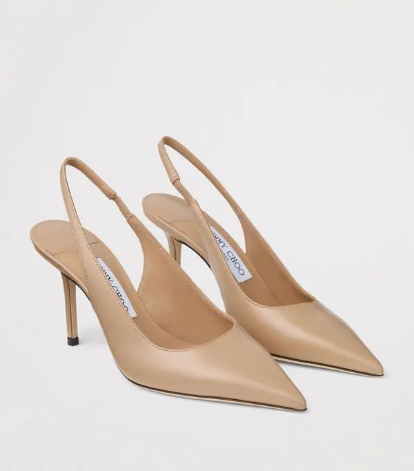 JIMMY CHOO Love 85 Leather Slingback Pumps - Neutral