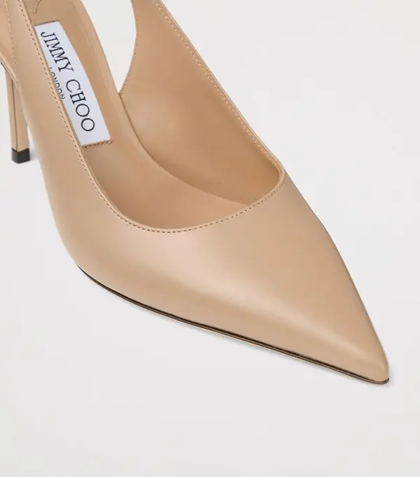 JIMMY CHOO Love 85 Leather Slingback Pumps - Neutral