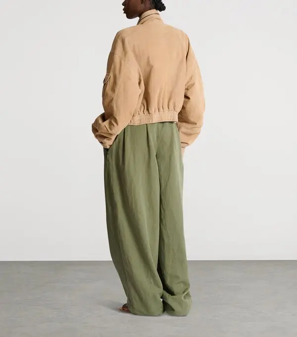 Balmain Suede Bomber Jacket - Beige