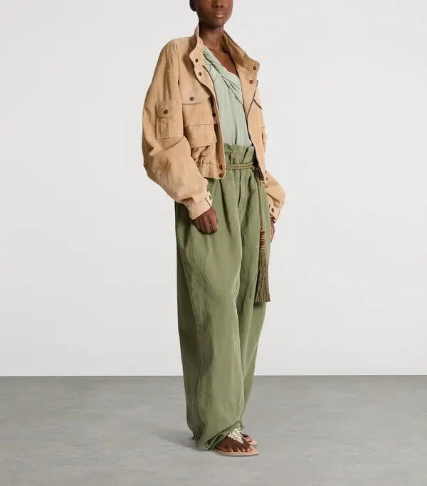 Balmain Suede Bomber Jacket - Beige