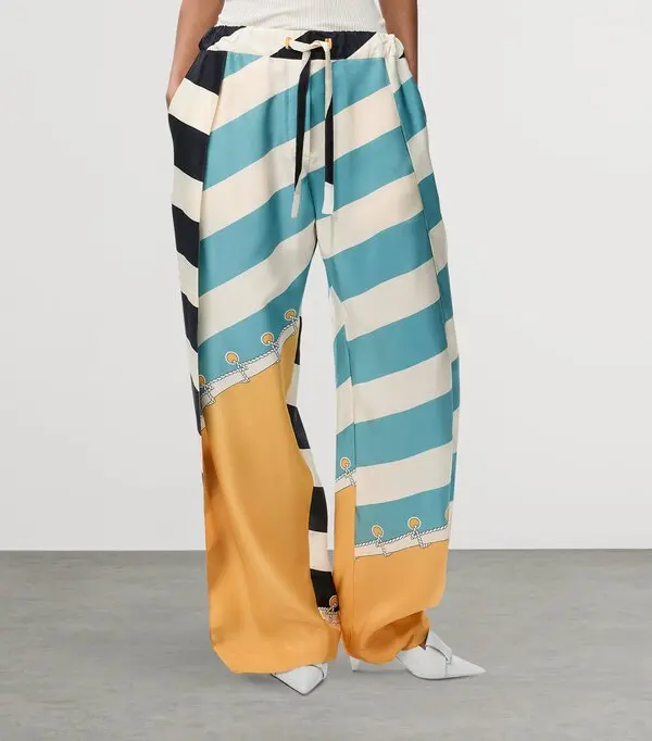 Loewe Silk Printed Trousers - Orange