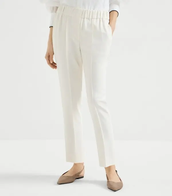 Brunello Cucinelli Crepe Slim Trousers - White