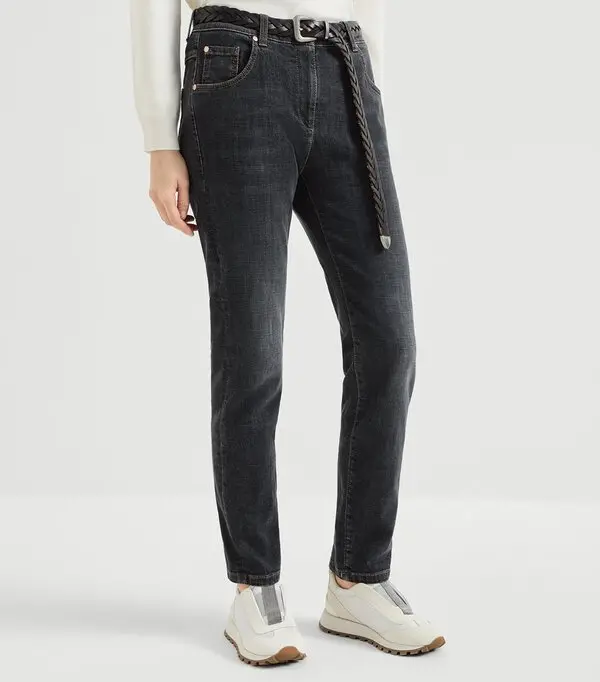 Brunello Cucinelli Stretch-cotton Slim Fit Jeans - Black