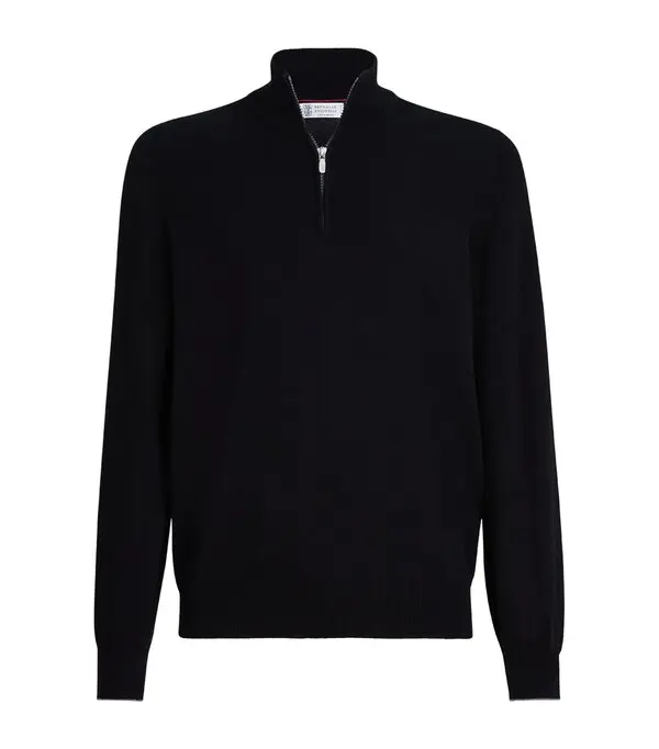 Brunello Cucinelli Cashmere Quarter-zip Sweater - Black