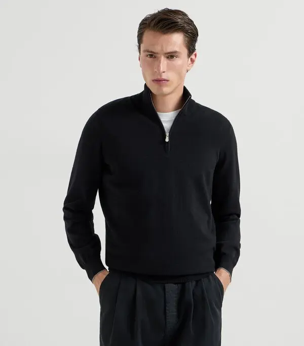 Brunello Cucinelli Cashmere Quarter-zip Sweater - Black