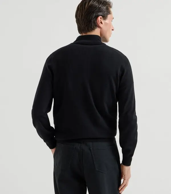 Brunello Cucinelli Cashmere Quarter-zip Sweater - Black