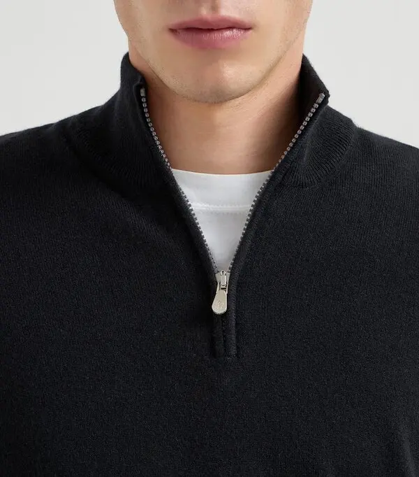 Brunello Cucinelli Cashmere Quarter-zip Sweater - Black