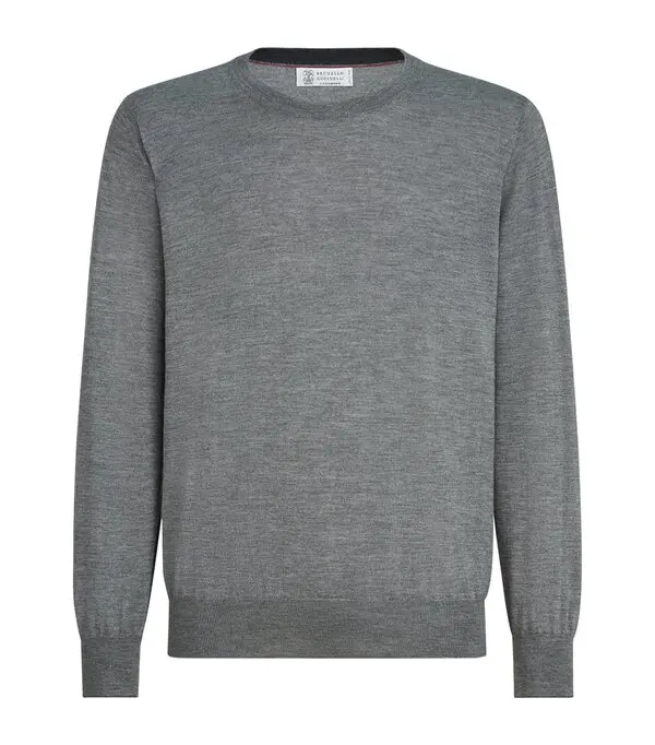 Brunello Cucinelli Cashmere-silk Crew-neck Sweater - Grey