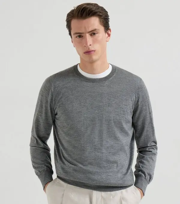 Brunello Cucinelli Cashmere-silk Crew-neck Sweater - Grey