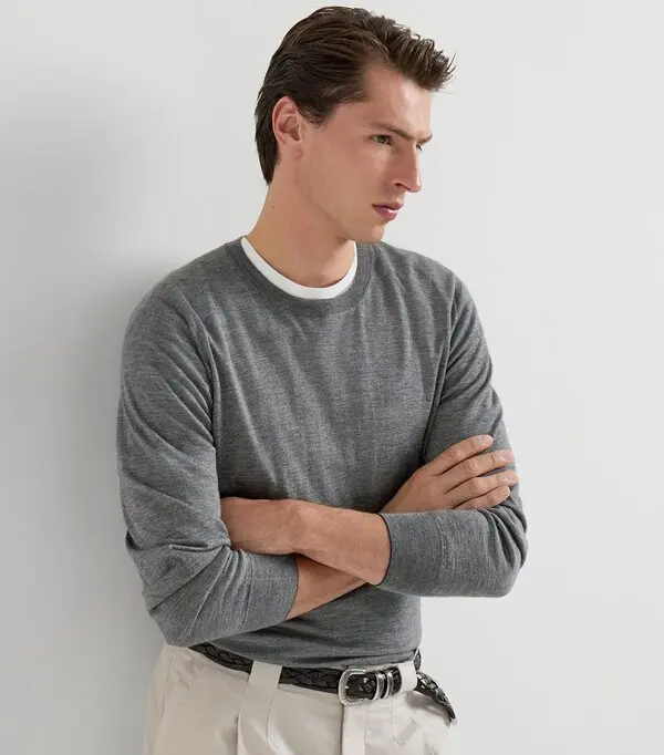 Brunello Cucinelli Cashmere-silk Crew-neck Sweater - Grey