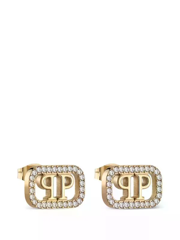 Philipp Plein Lettering Crystal Stud Earrings