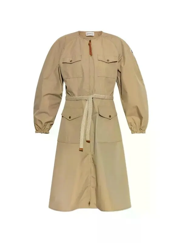 Moncler Pleated Poplin Midi Dress - Neutrals