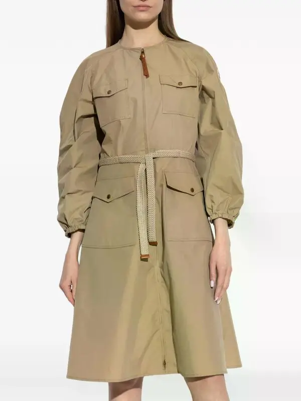 Moncler Pleated Poplin Midi Dress - Neutrals