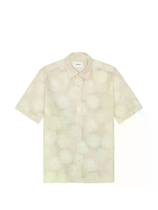Nn07 Floral-embroidered Short-sleeve Shirt