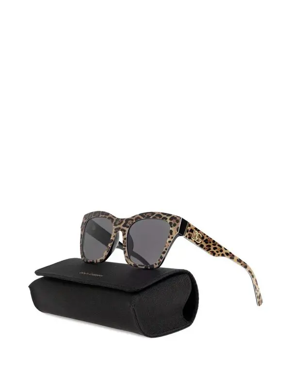Dolce & Gabbana Leopard Print Square Frame Sunglasses - Neutrals