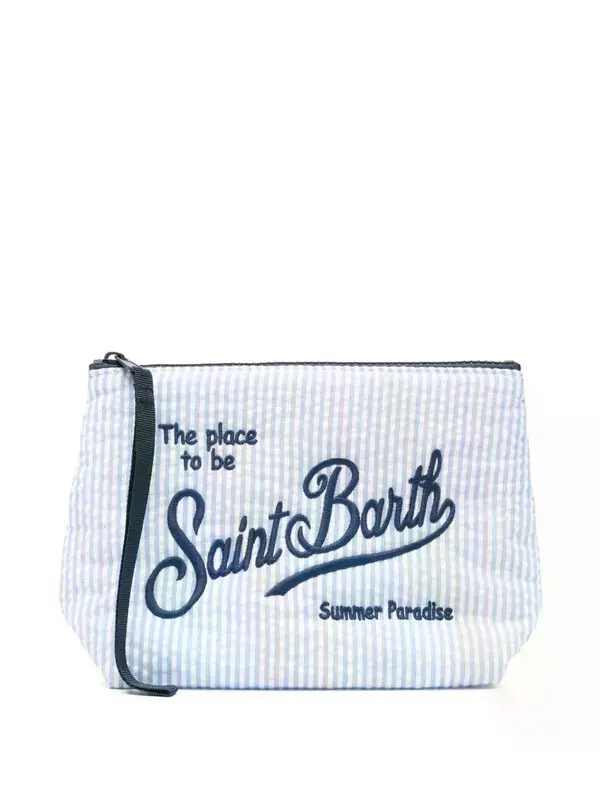 MC2 SAINT BARTH Aline Striped Zip Clutch Bag - Blue