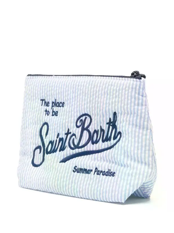 MC2 SAINT BARTH Aline Striped Zip Clutch Bag - Blue