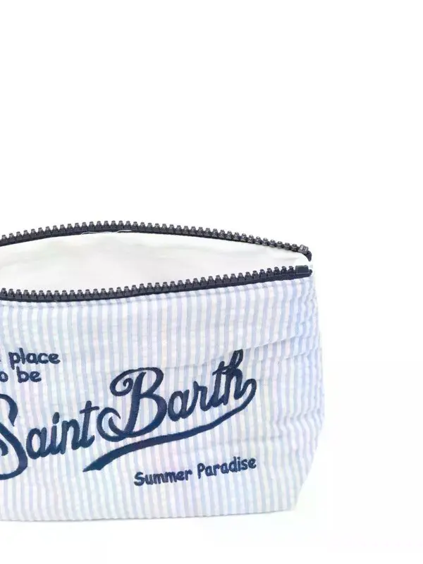 MC2 SAINT BARTH Aline Striped Zip Clutch Bag - Blue