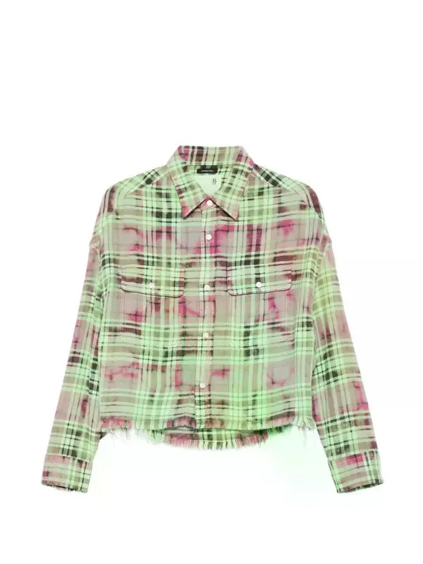 R13 Plaid Frayed Shirt - Green