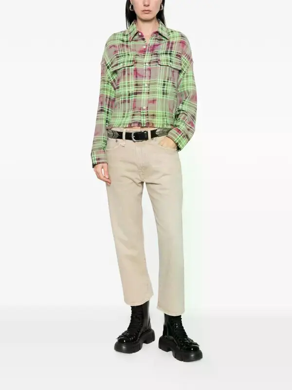 R13 Plaid Frayed Shirt - Green
