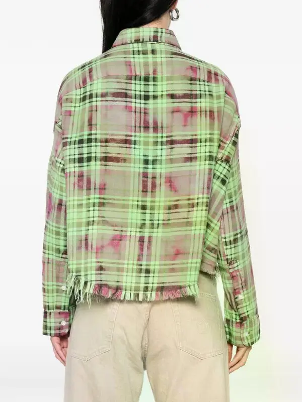 R13 Plaid Frayed Shirt - Green