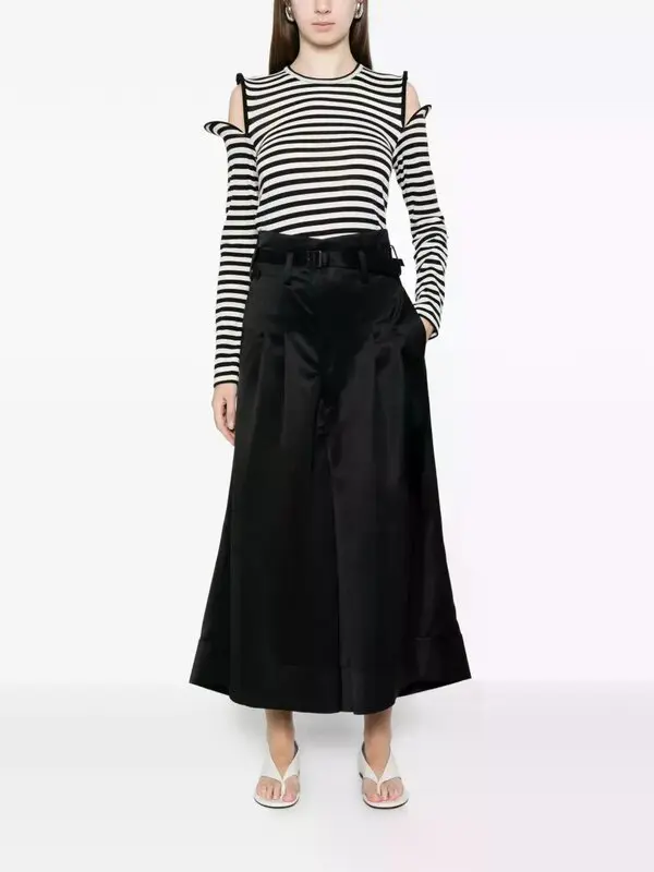 Junya Watanabe Striped Cold-shoulder T-shirt - Black
