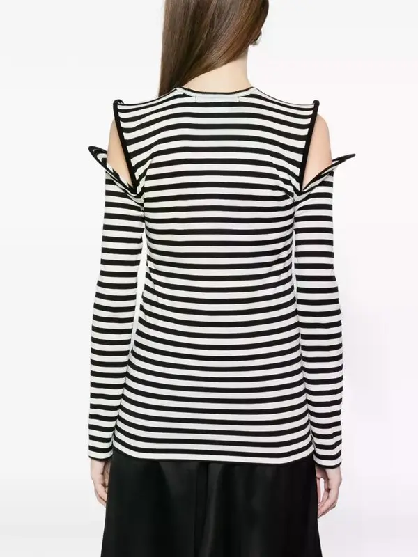 Junya Watanabe Striped Cold-shoulder T-shirt - Black