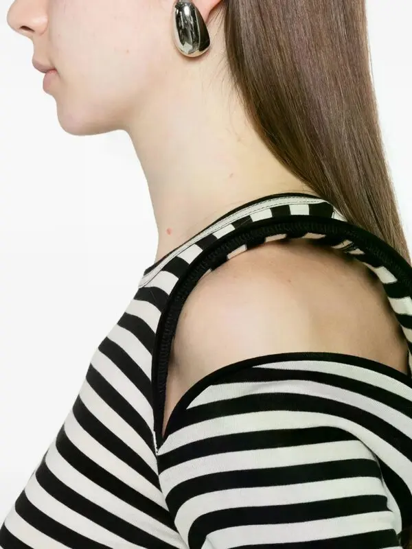 Junya Watanabe Striped Cold-shoulder T-shirt - Black