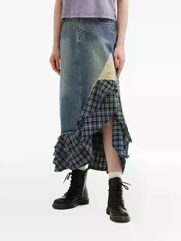 Izzue Checked Ruffled Skirt