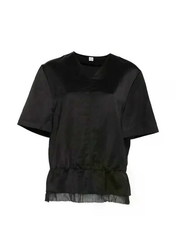 TOTEME Satin V-neck Blouse - Black