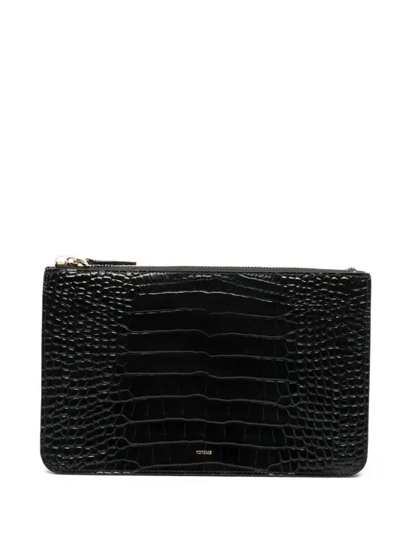 TOTEME Crocodile-embossed Threefold Clutch Bag - Black