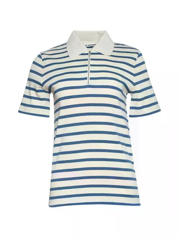 JIL SANDER Striped Zip-collar Polo Shirt