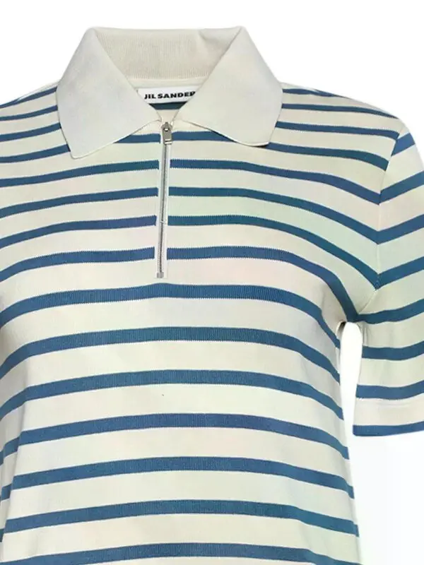 JIL SANDER Striped Zip-collar Polo Shirt