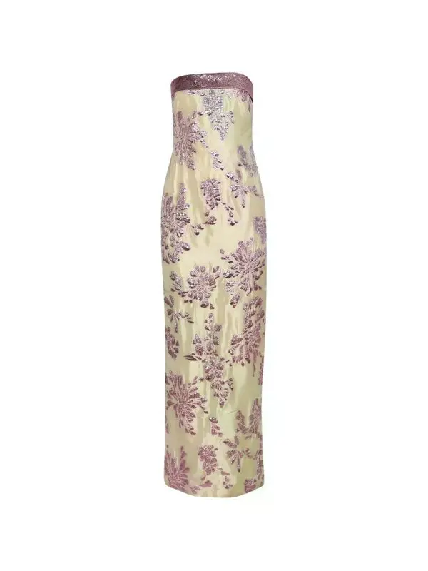 DIMA AYAD Floral-appliqué Strapless Dress