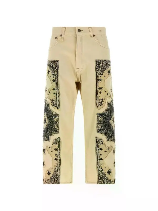 R13 X-bf Frayed Bandana-appliqué Jeans