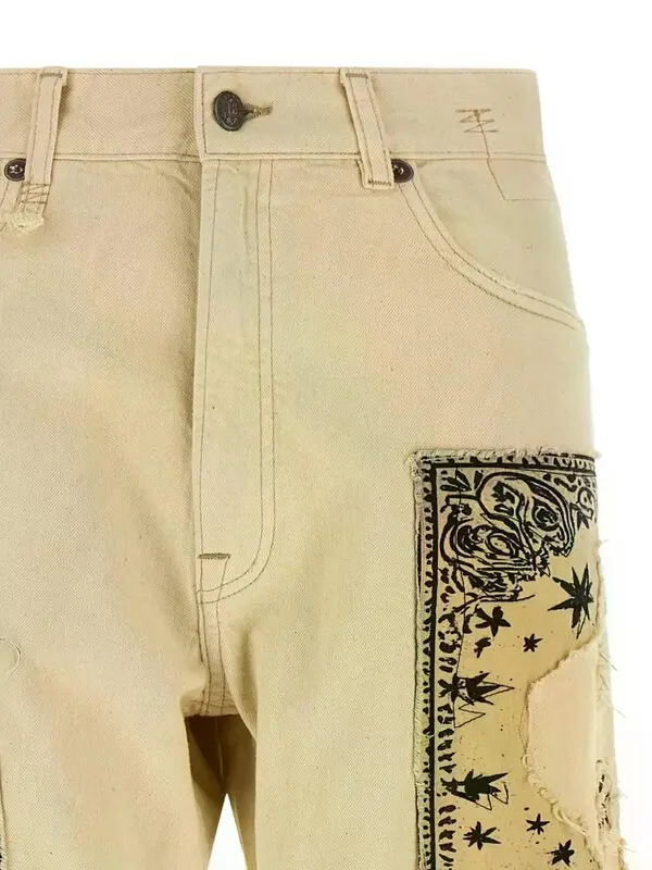 R13 X-bf Frayed Bandana-appliqué Jeans
