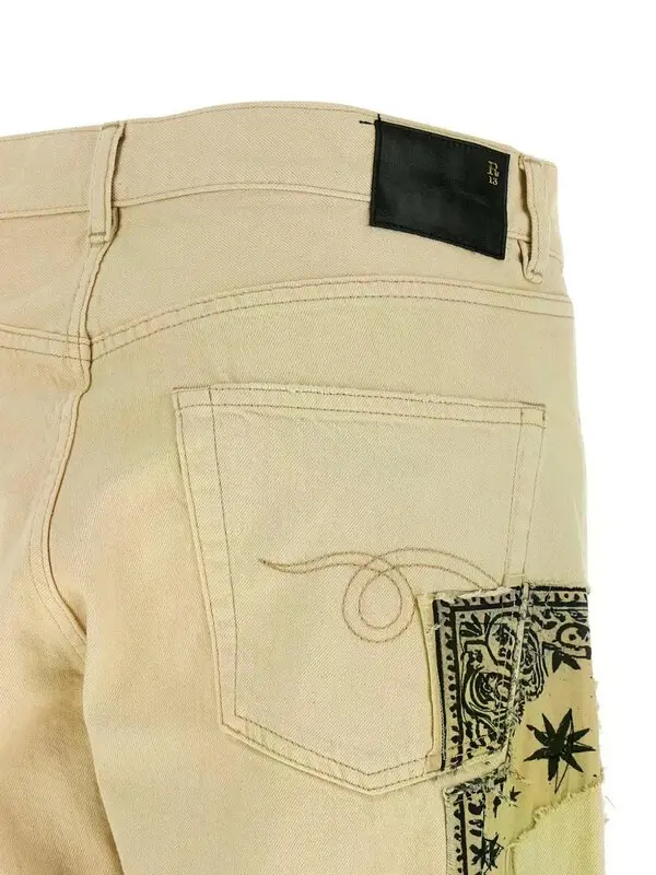 R13 X-bf Frayed Bandana-appliqué Jeans