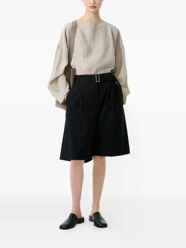 Studio Nicholson Creon Belted Pleated Shorts - Black