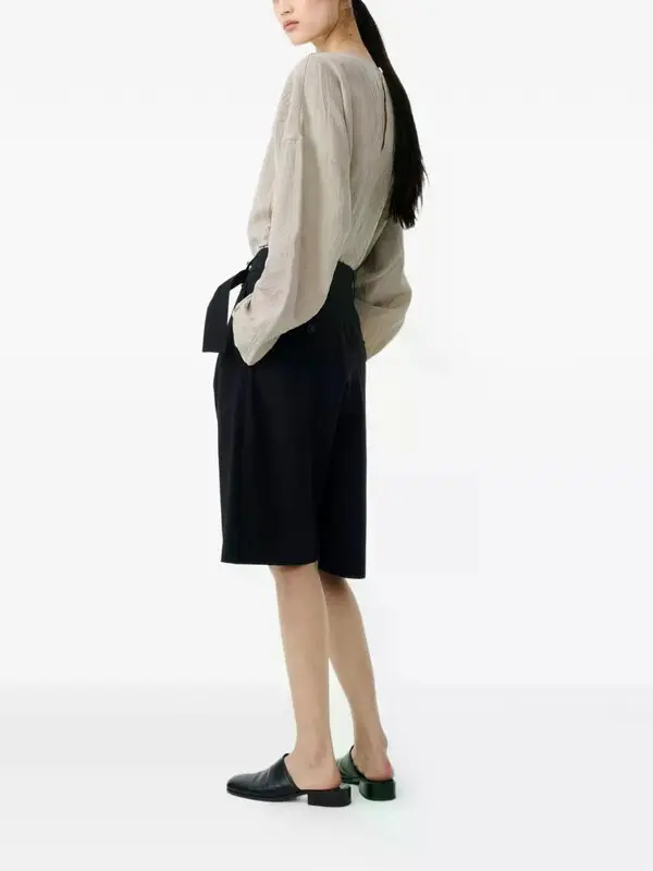 Studio Nicholson Creon Belted Pleated Shorts - Black