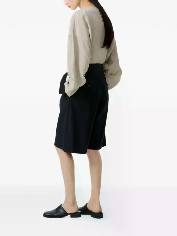 Studio Nicholson Creon Belted Pleated Shorts - Black