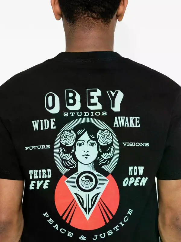 Obey Logo-detail T-shirt - Black