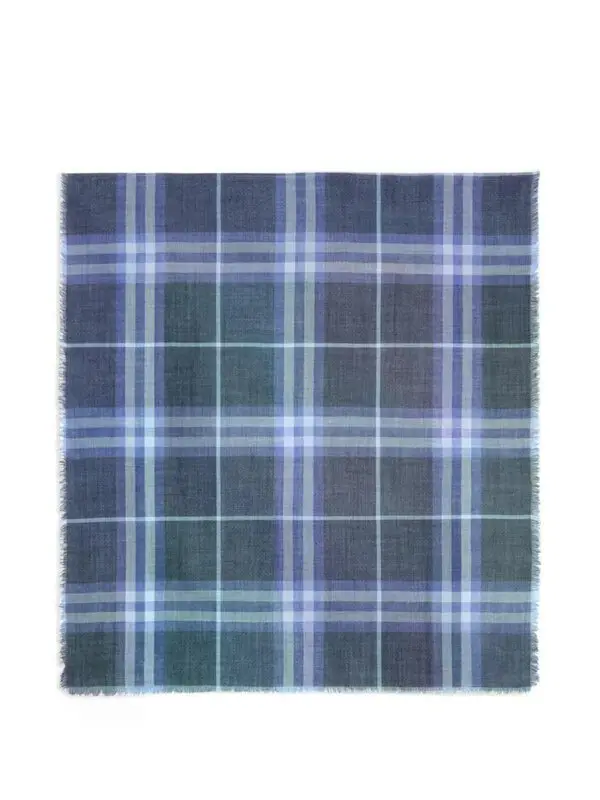 Burberry Reversible Check Wool Silk Scarf - Blue