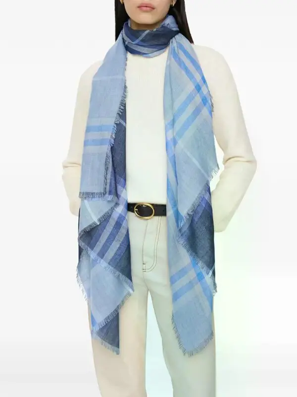 Burberry Reversible Check Wool Silk Scarf