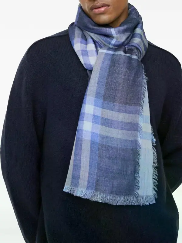 Burberry Reversible Check Wool Silk Scarf