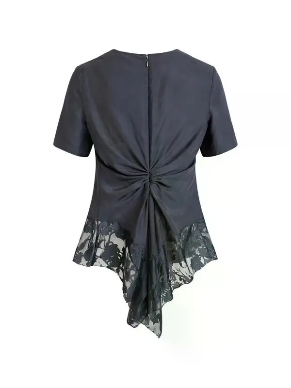 Alexander McQueen Lace Trimmed Short Sleeve Blouse