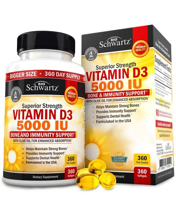 BIOSCHWARTZ Vitamin D3 5000 Iu Natural Immune Support Supplement - No Color