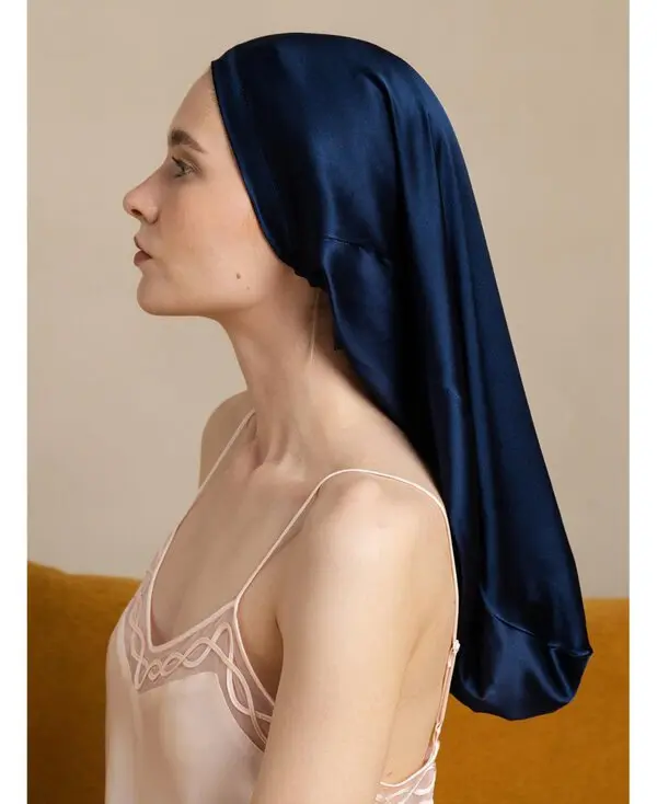 SILKSILKY Pure Silk Bonnet - Dark Blue
